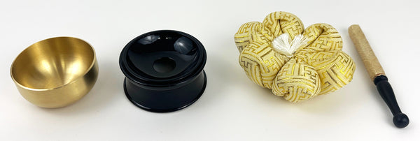 No. 2.3 (2.7" Diameter) White Cushion Bell Set with Kimono Fabric Wood ...