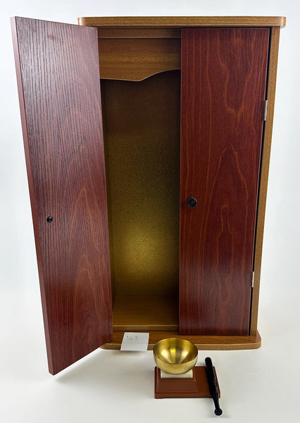 #3 Butsudan - No.18 Modern Two-Tone Light Brown and Mahogany Display M ...